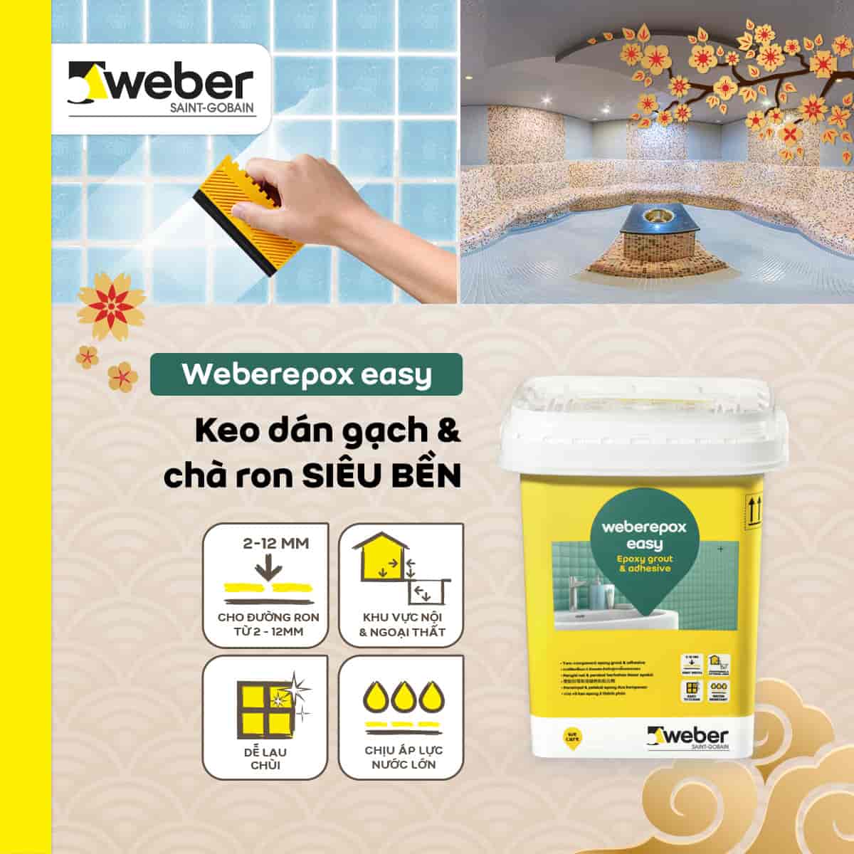 Vữa/keo chà ron Epoxy 2 thành phần chống thấm, chịu lực cho công trình
